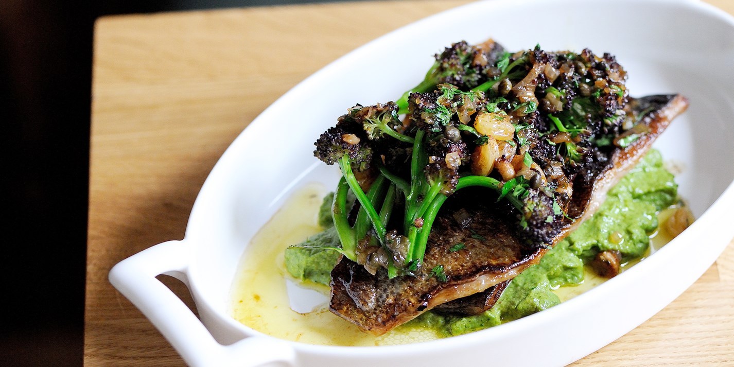 Black Bream Recipe With Almonds & Broccoli Purée - Great British Chefs