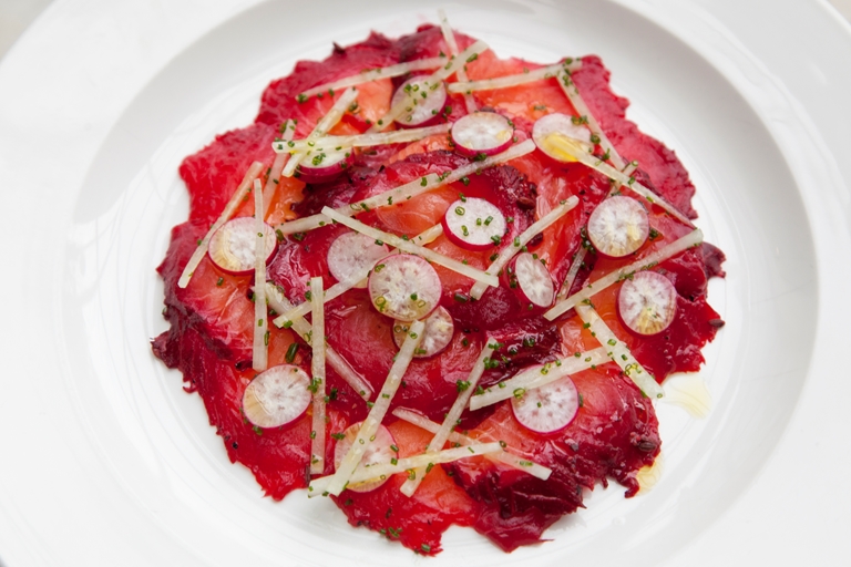 Beetroot-Marinated Salmon Recipe with Radish Salad - Great British Chefs
