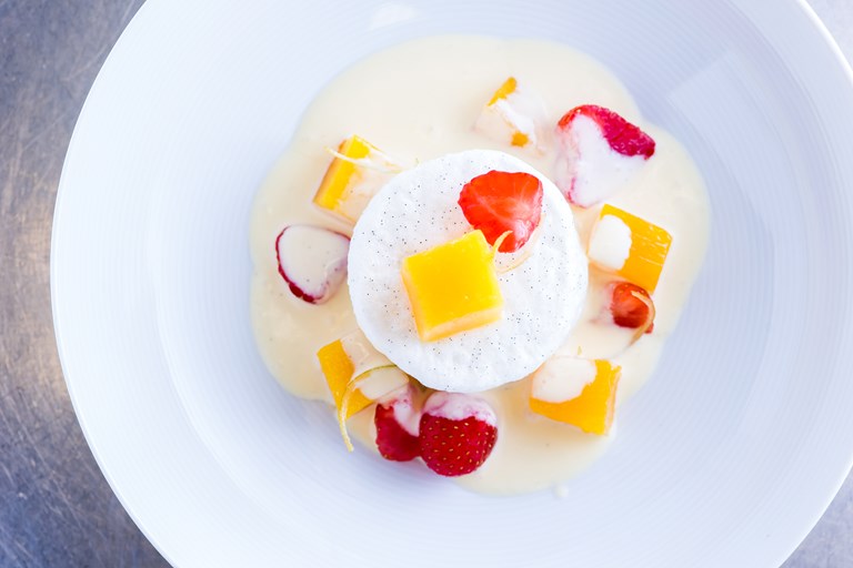 Floating Island Recipe with Compressed Fruit - Great British Chefs