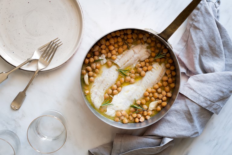 Poached Cod with Chickpeas Recipe - Great Italian Chefs