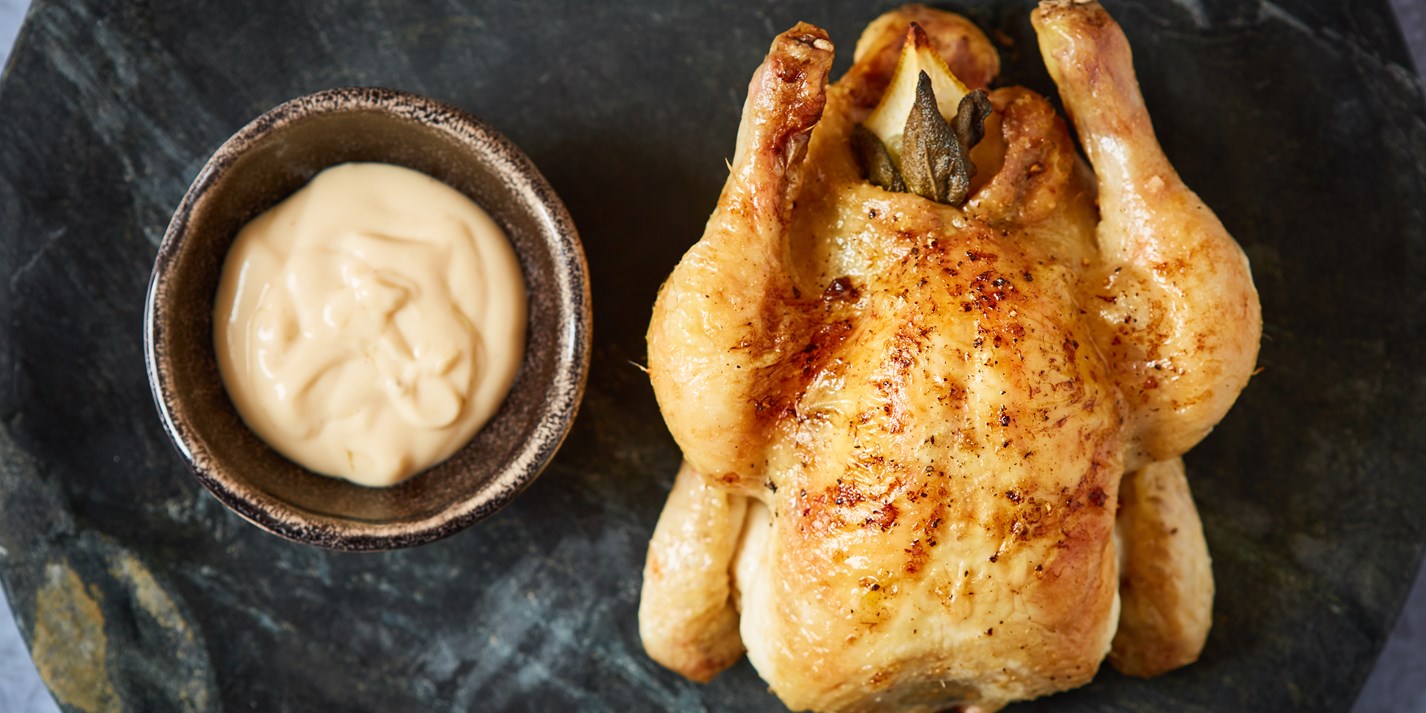 Poussin with chicken fat mayonnaise recipe - Great British Chefs