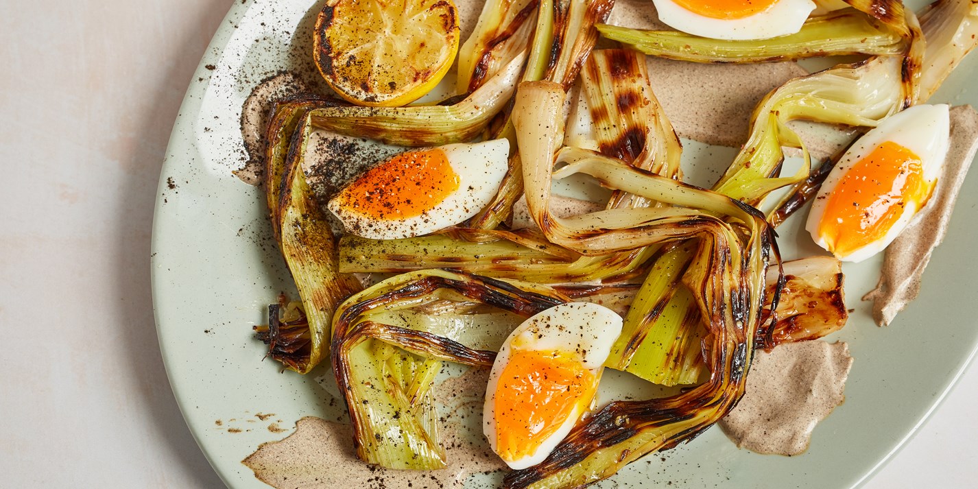 Charred Leeks With Leek Ash Crème Fraîche Recipe Great British Chefs