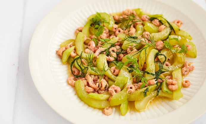 Stewed Cucumber Recipe with Brown Shrimp - Great British Chefs