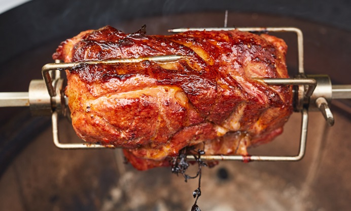 Rotisserie Harissa Lamb Leg with Mint and Date Sauce Recipe - Great ...