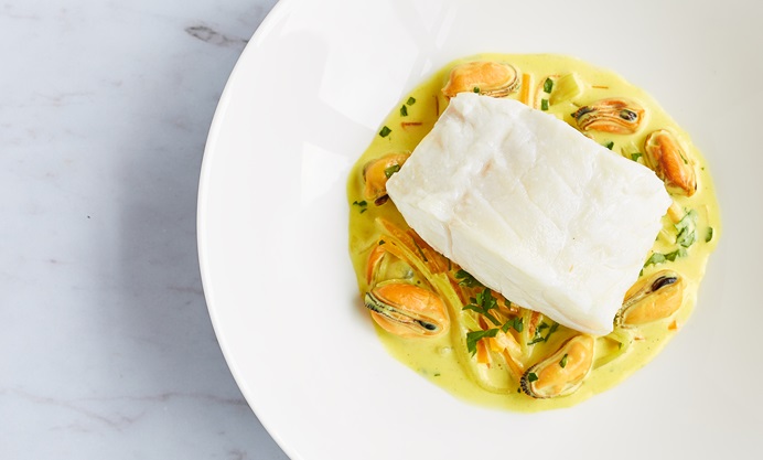 Steamed Cod with Curried Mussels and Carrots Recipe - Great British Chefs