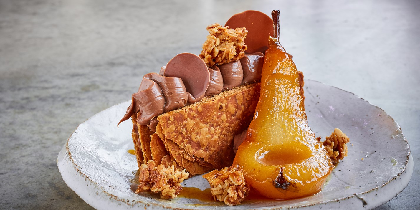 Milk Chocolate and Pear Mille-Feuille Recipe - Great British Chefs