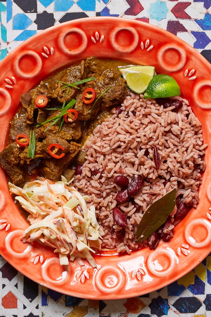 Curry Goat with Rice and Peas Recipe - Great British Chefs