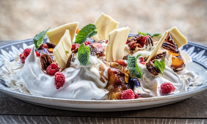 Pavlova with Peaches and Berries Recipe - Great British Chefs